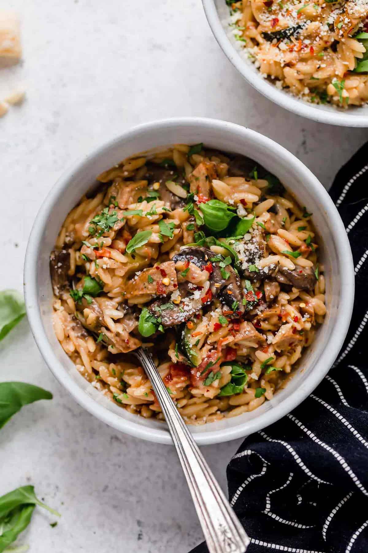 One Pot Creamy Orzo With Chicken Sausage Table For Two By Julie Chiou One Pot Creamy Orzo With Chicken Sausage Table For Two By Julie Chiou