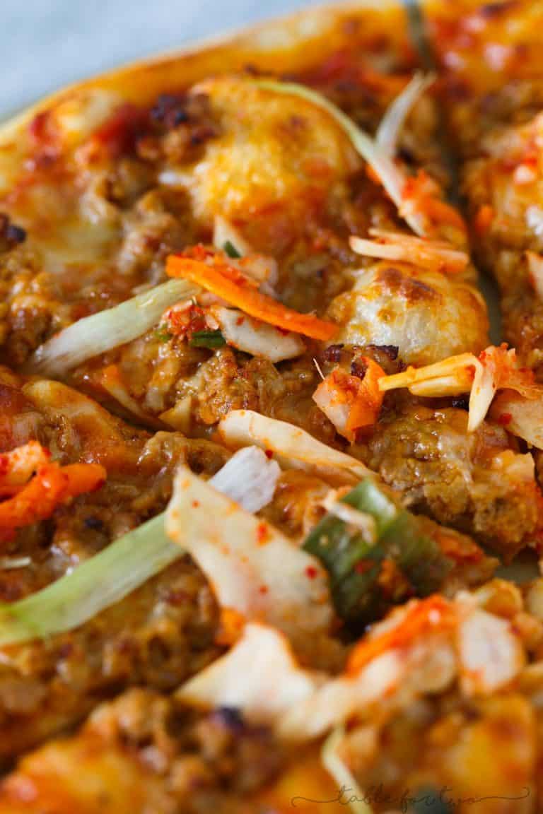 Spicy Korean Pork Pizza - Korean Asian Pizza Recipe