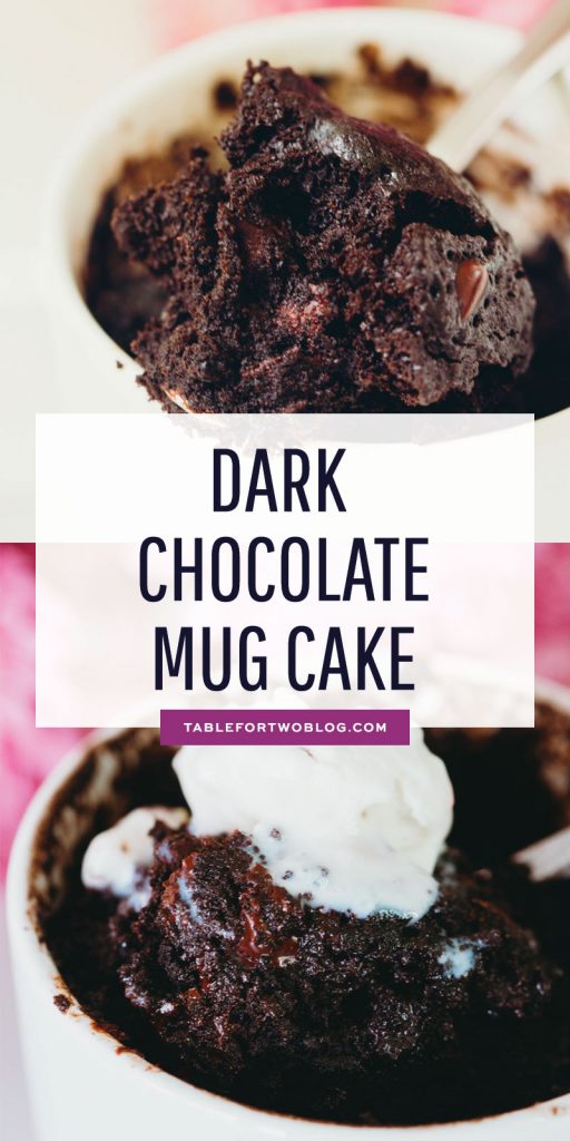 Dark Chocolate Mug Cake - Mug Cake for One or Two - No Eggs!