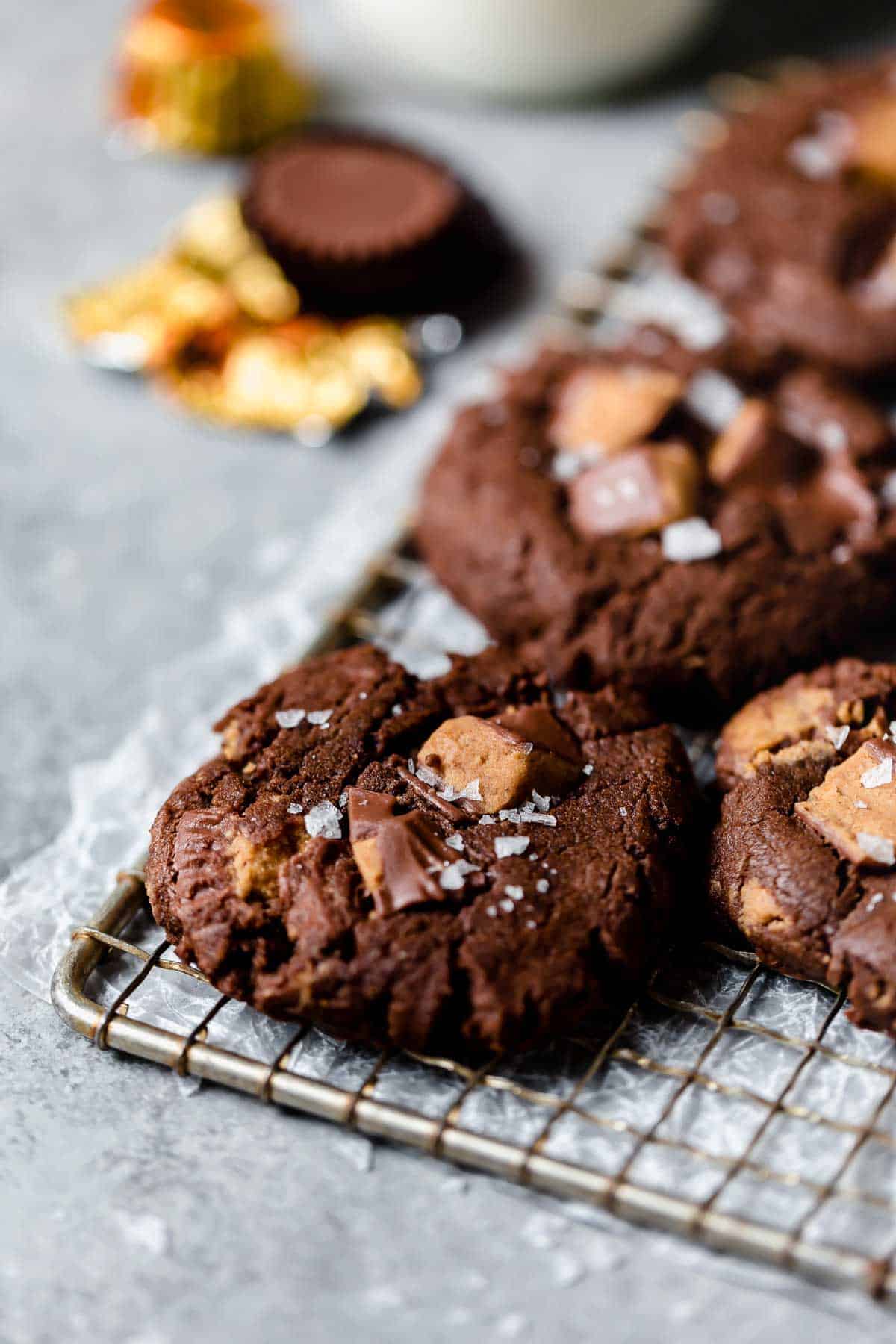 Chocolate Reese's Peanut Butter Cup Cookies, Leftover Halloween Candy