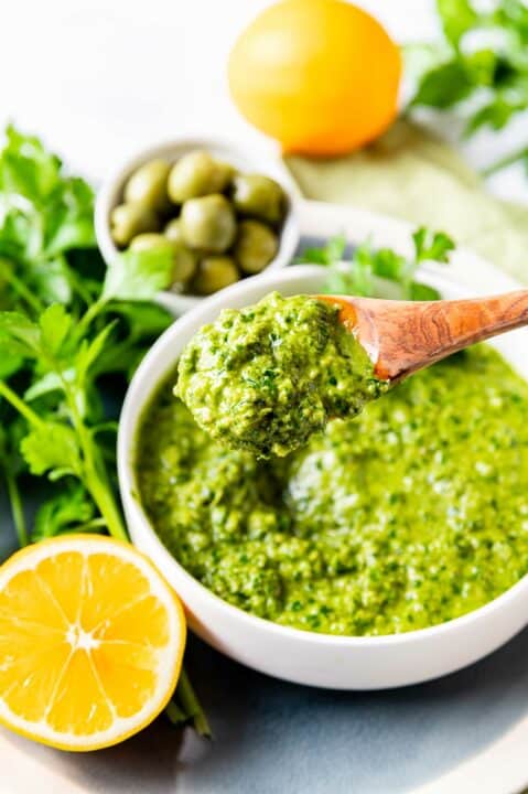 Green Olive Meyer Lemon Gremolata | Table for Two® by Julie Chiou