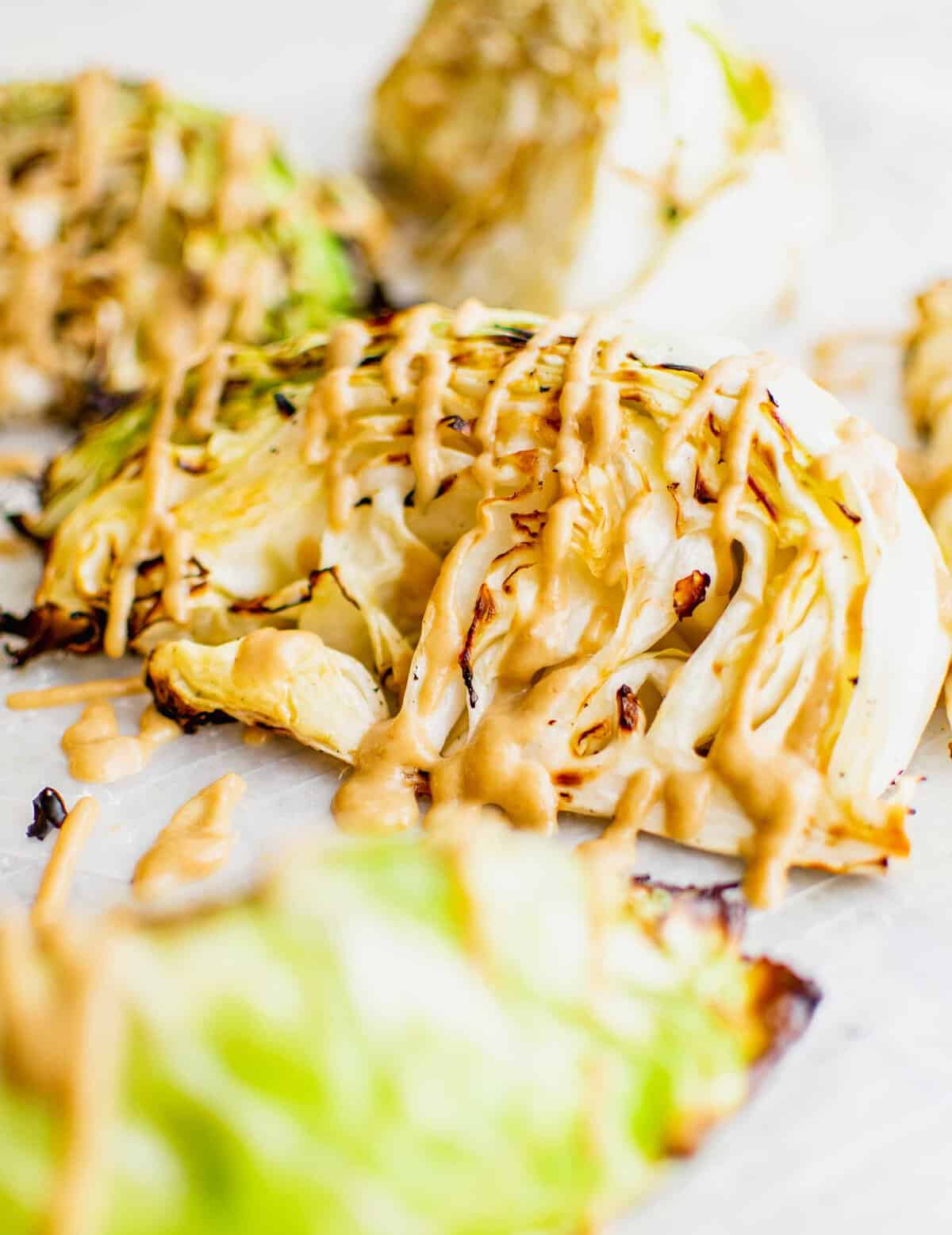 Grilled Cabbage with Tahini-Soy Drizzle - Grilled Cabbage Recipe Idea