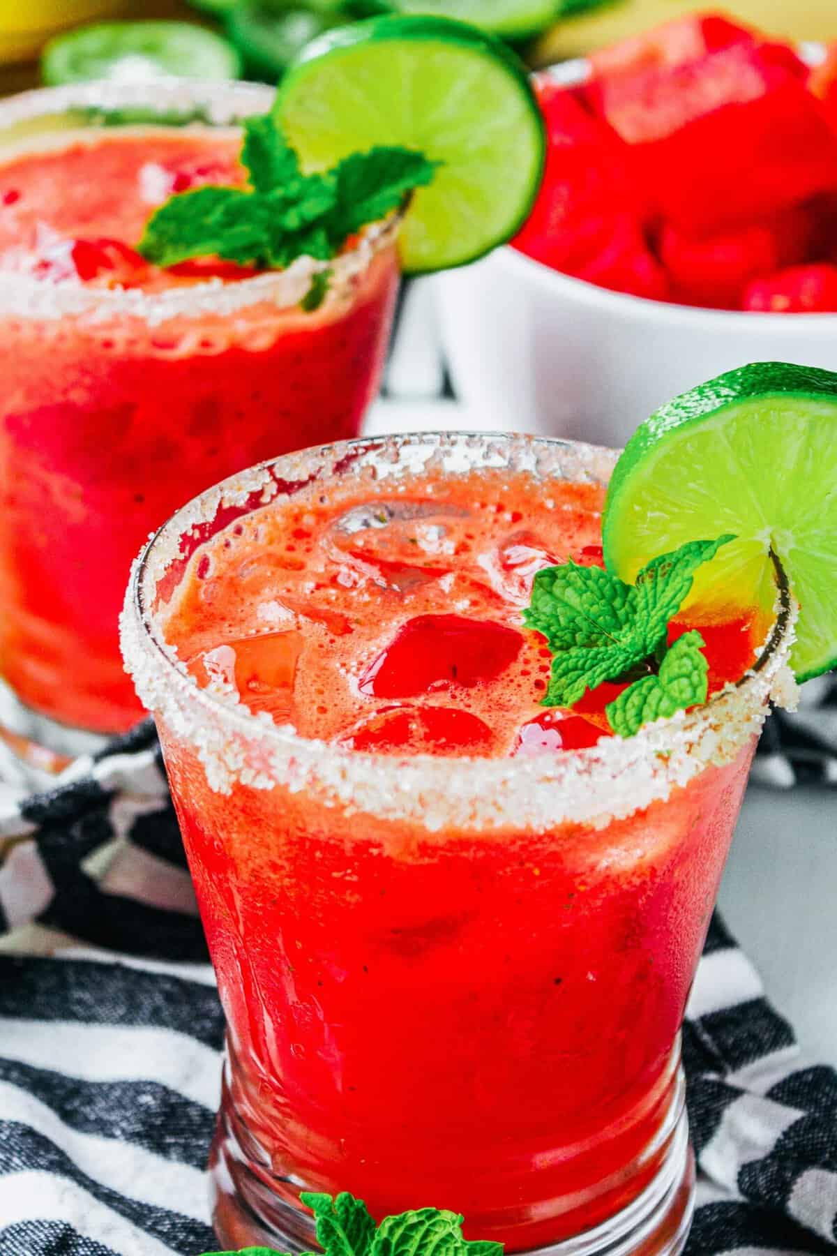 Watermelon Mint Margarita - Boozy Watermelon Drink Recipe
