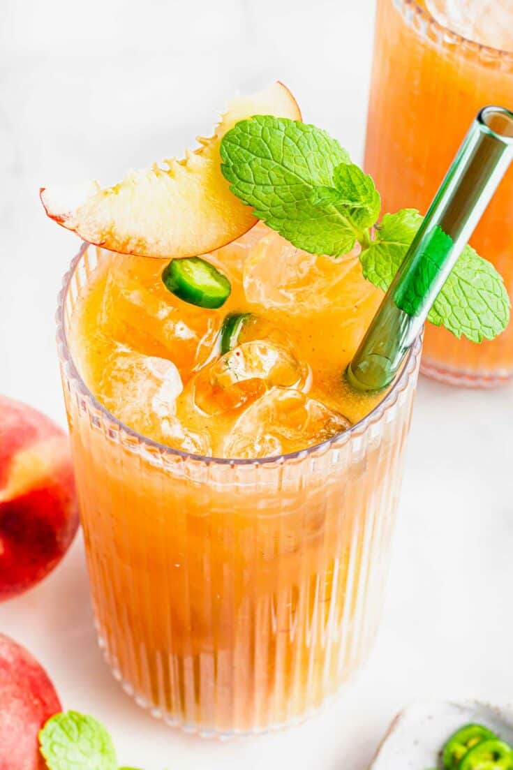 Spicy Peach Agua Fresca - Summer Peach Cocktail Drink Recipe