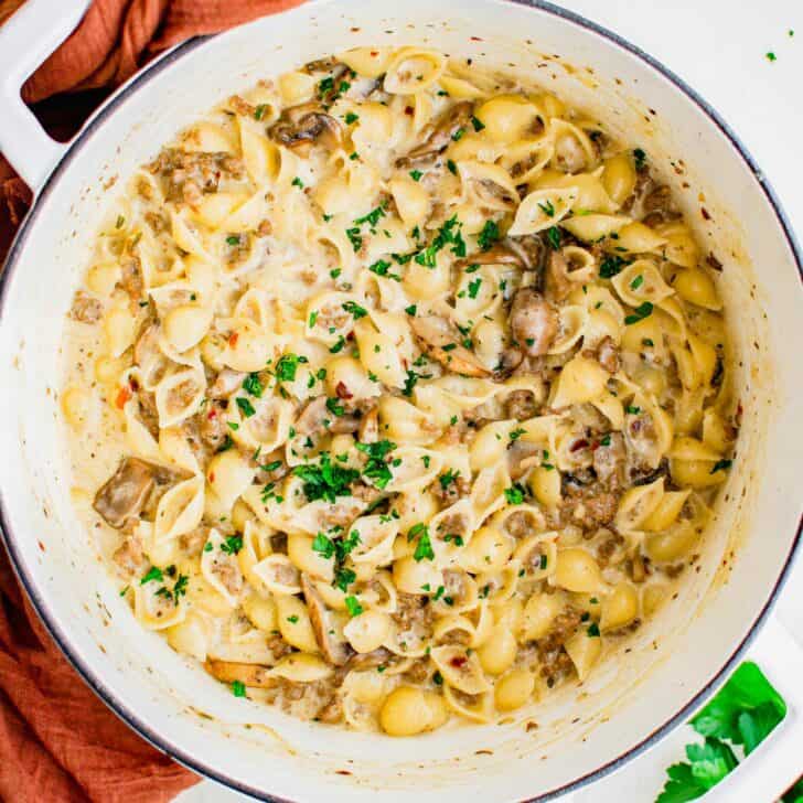 Four Cheese Beefy Pasta Shells | Table for Two® by Julie Chiou