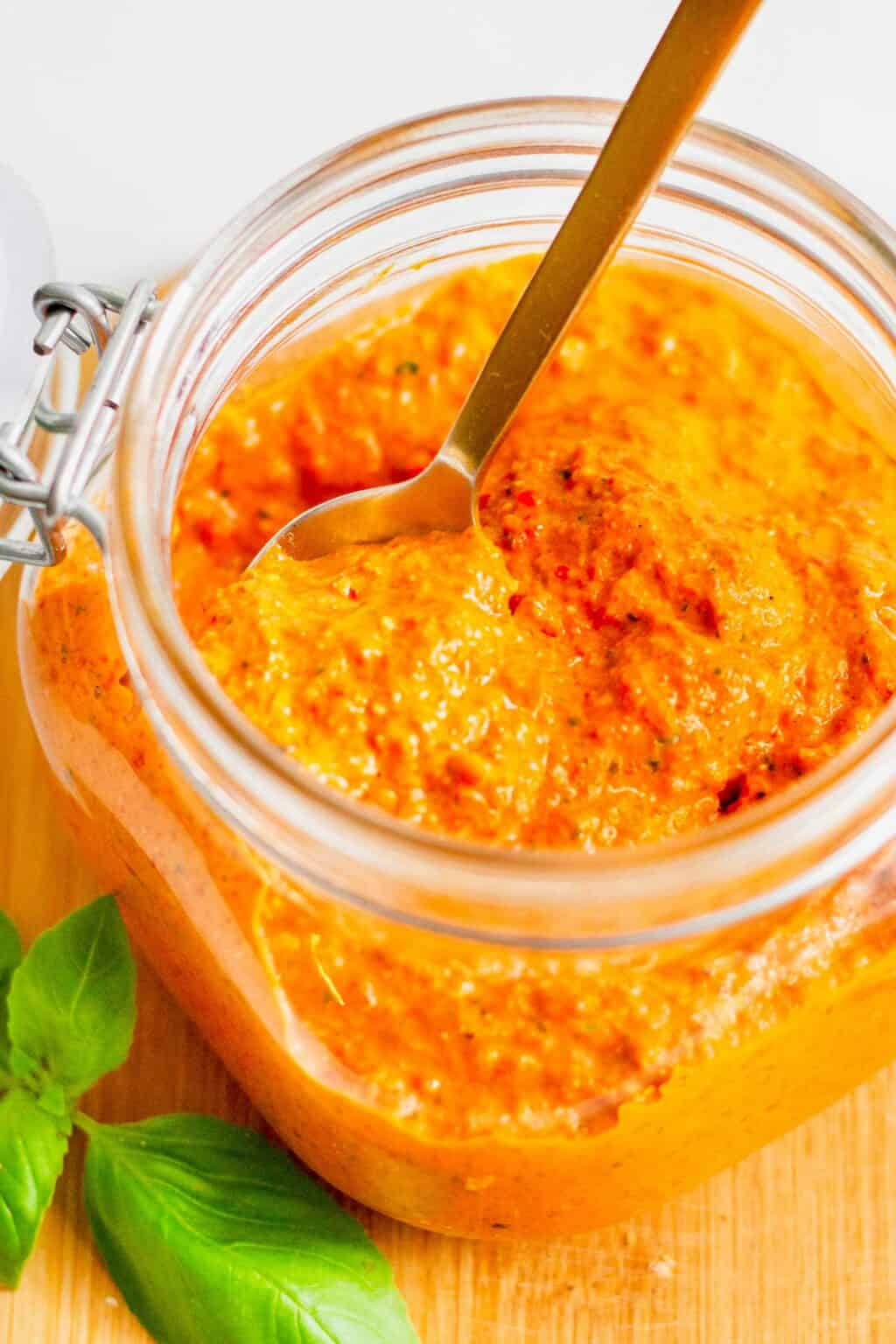 Easy Roasted Red Pepper Pesto Recipe | Table for Two