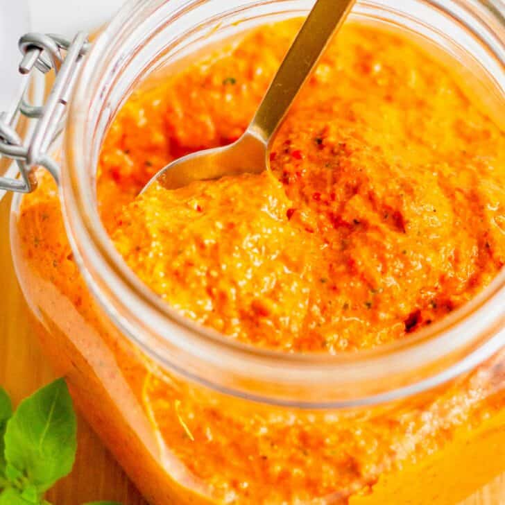 Easy Roasted Red Pepper Pesto Recipe | Table for Two