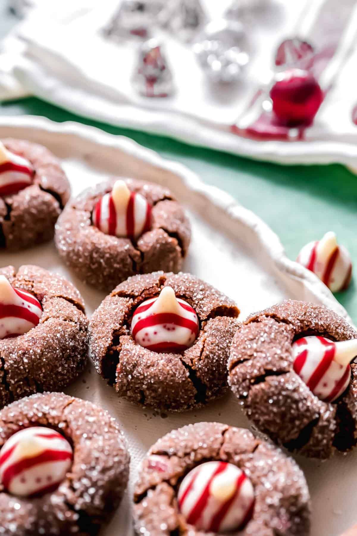 Chocolate Peppermint Kiss Cookies Recipe | Table for Two
