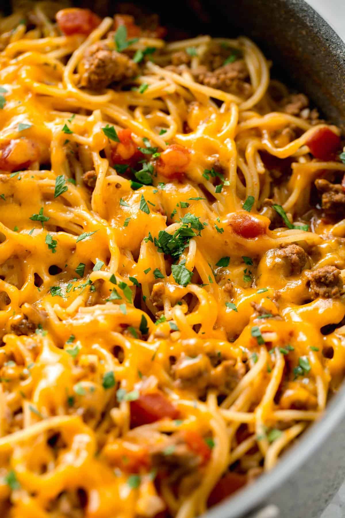 One Pot Taco Spaghetti | Table for Two® by Julie Chiou