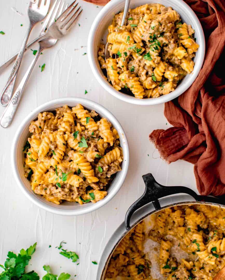 One Pot Cheeseburger Pasta | Table for Two® by Julie Chiou